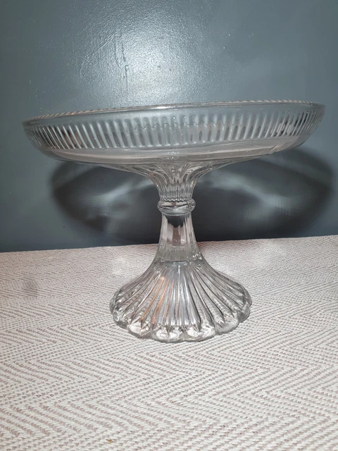 VINTAGE PRESSED GLASS Pedestal Compote Bowl | Elegant Footed Dish (19cm ...
