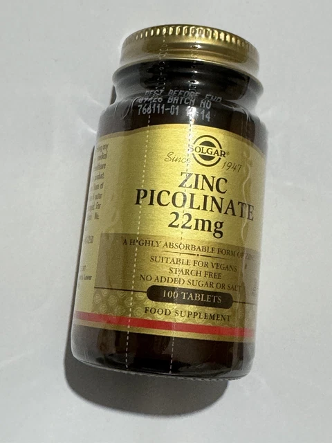 SOLGAR ZINC PICOLINATE 22mg - 100 Tablets £12.99 - PicClick UK