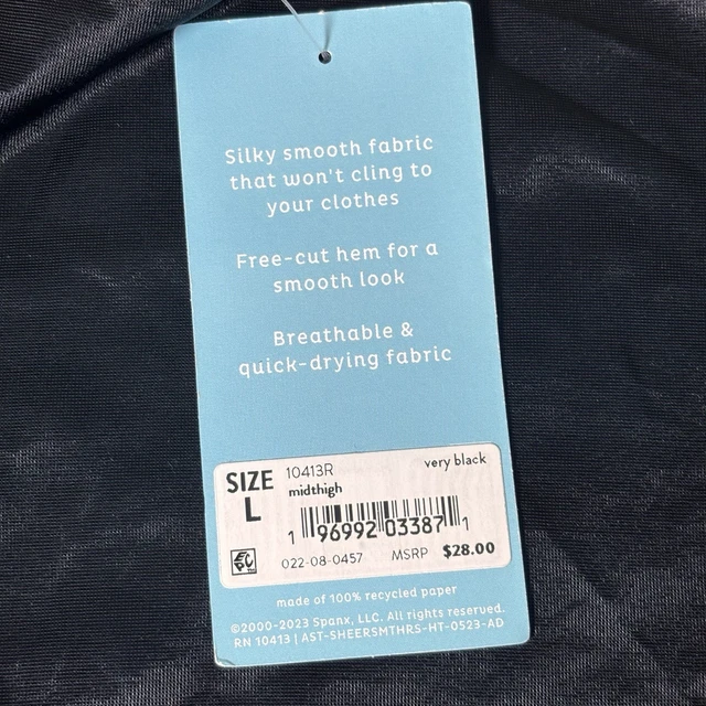 ASSETS BY SPANX Smoothing Sheer Mid Thigh Shapewear Short Black Large £ ...