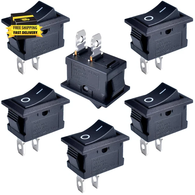 6 PCS BOAT Rocker Switch Snap in Toggle Switch SPST on off 2 Pin 2 ...