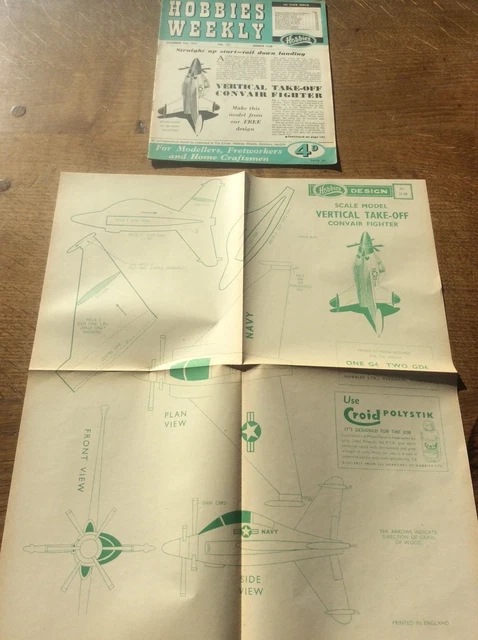 1955 HOBBIES WEEKLY Magazine 1950s Model Vertical Take Off Convair ...