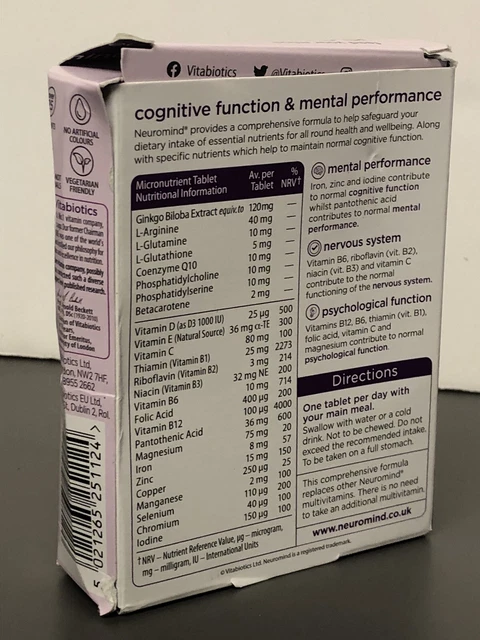 VITABIOTICS - NEUROMIND Original - 30 Capsules. EXP:01/2027. BRAND NEW ...