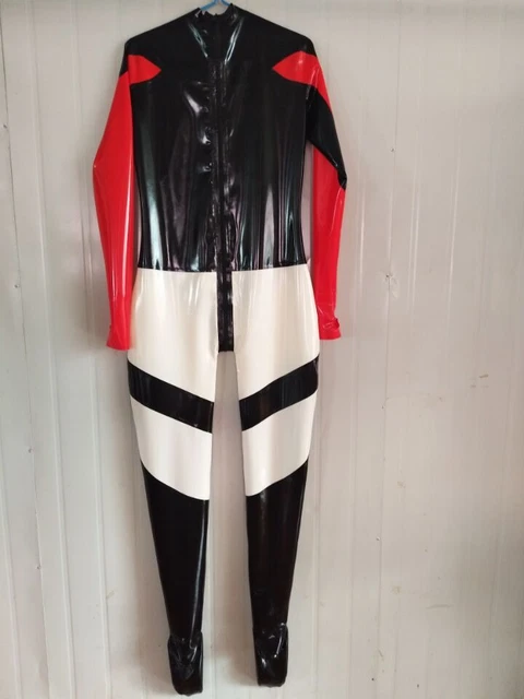 100 Latex Rubber Schwarz Catsuit Gummi Cosplay Zentai Bodysuit 0 4mm S