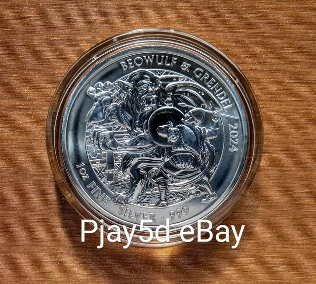 2024 BEOWULF & Grendel 1oz Silver Bullion Coin in Capsule Royal Mint ...
