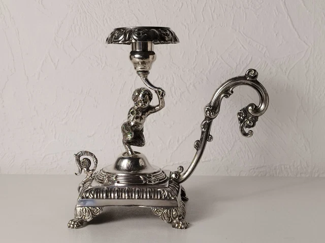 RAR ANTIK 925 Sterling Silber Kerzenständer mit Figur, Barcelona EUR 148,73 - PicClick DE