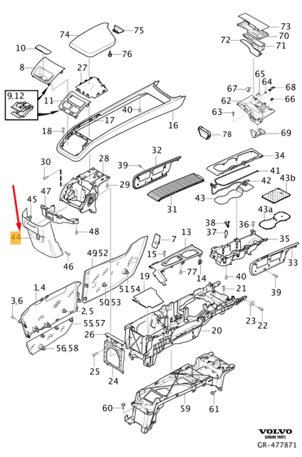 NEW VOLVO XC60 Mk2 Center Console Rear Panel Trim 32226967 Genuine $88. ...