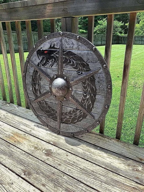 MEDIEVAL ROUND DRAGON Shield Armor Shield Wooden 24'' inches Handmade ...