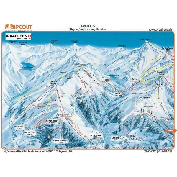 VERBIER 4 VALLEYS - Plan des Pistes en Microfibre par WIPEOUT EUR 12,95 ...