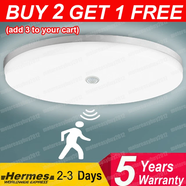 LED CEILING LIGHT PIR Motion Sensor Light Bathroom Kitchen Living Room ...
