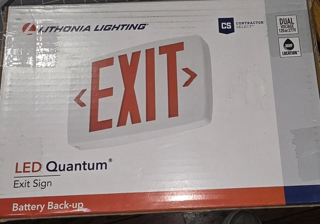 LITHONIA LIGHTING LED Quantum Exit Sign Dual Voltage 11.75in x 7.37in ...