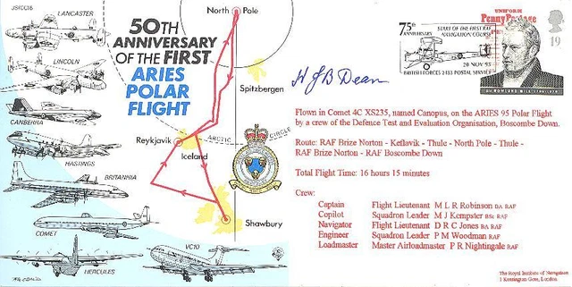 CC6 RAF FIRST Polar ARIES Flight Lancaster North Pole cover signed LAC ...