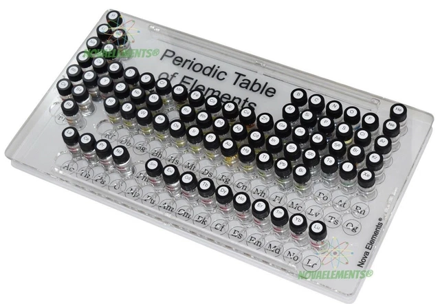 PERIODIC TABLE OF Elements + Portable Box + Cover + 82 Vial Elements £ ...