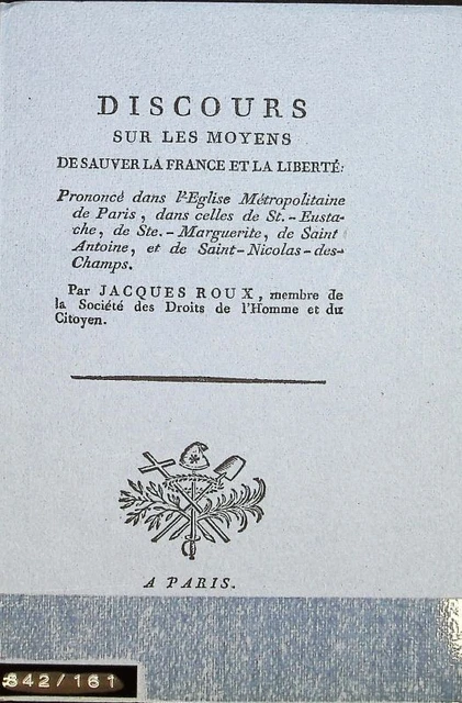 SPEECH ON WAYS to Save France and Freedom. Roux, Jacques: £29.51 ...