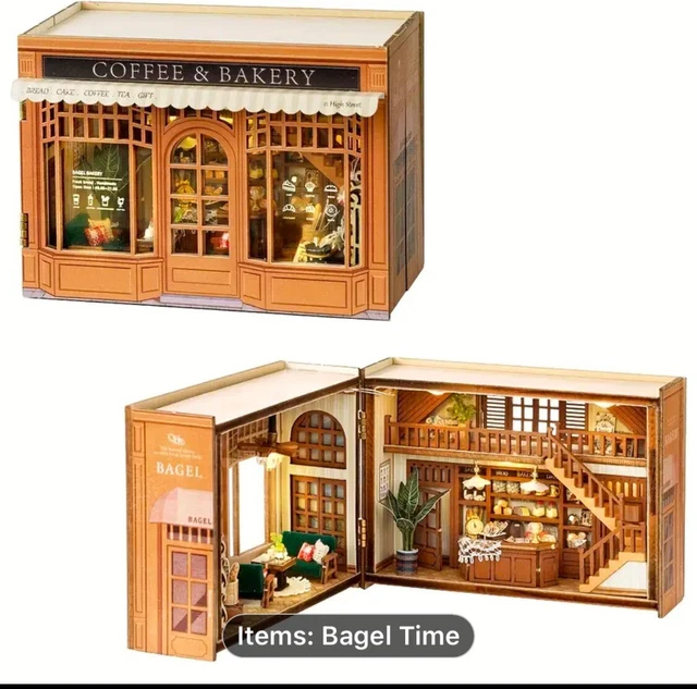 MINIATURE DOLLS HOUSE "coffee and bakery” Craft Kit With Lighting ...