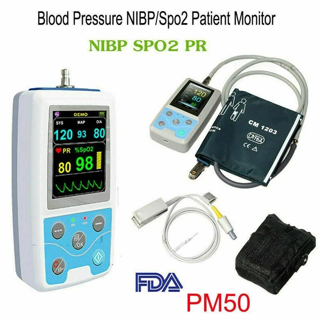 HANDHELD PATIENT MONITOR Portable Blood Pressure Vital Signs NIBP SPO2 ...