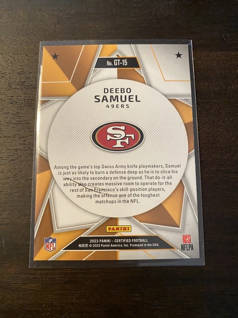 DEEBO SAMUEL 2023 Panini Certifié Football Gold Team Insert #GT-15 49 ...