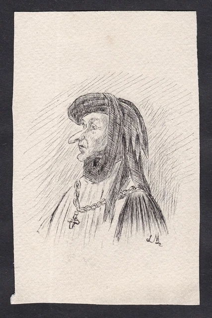 LEON JULLIOT DE La Morandiere Caricature Portrait Drawing Dessin 1903 ...