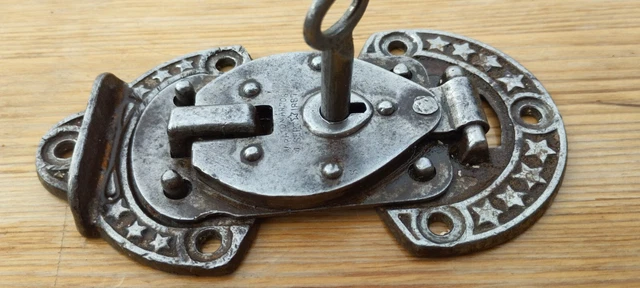 ANTIQUE TRUNK LOCK with Key Patent 1887 £79.87 - PicClick UK