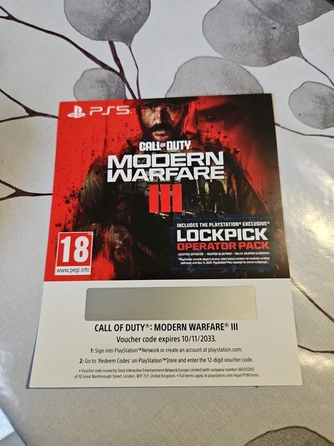 CALL OF DUTY modern warfare III COD MW3 code PS5 avec verrouillage ...