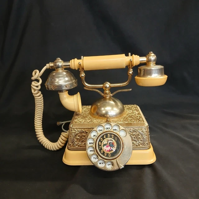 VINTAGE FRENCH STYLE Rotary Telephone Gold Swirl Design Decorative ...