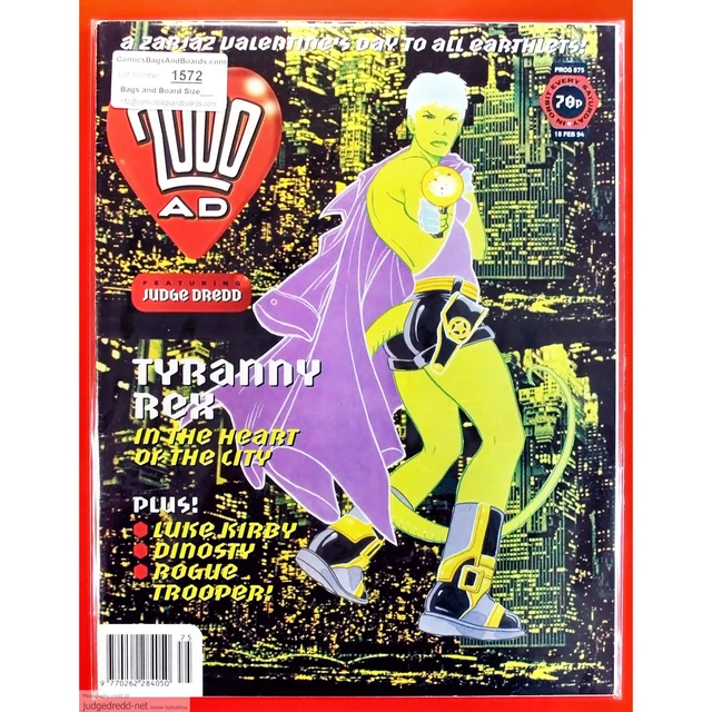 2000AD PROG 875 Tyranny Rex 1 Comic Book Bag and Board 18 2 94 UK 1994 ...