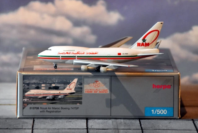 HERPA WINGS 513708 Royal Air Maroc Boeing 747SP-44 CN-RMS 1:500 EUR 23 ...