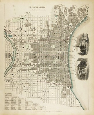 PHILADELPHIA CITY MAP plan engraving Stadtplan Karte SDUK 1840 EUR 78 ...
