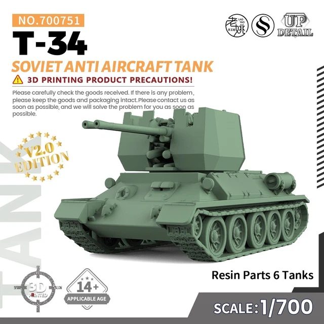 SSMODEL SS700751 1/700 Military Model Parts Soviet T-34 Anti Aircraft ...