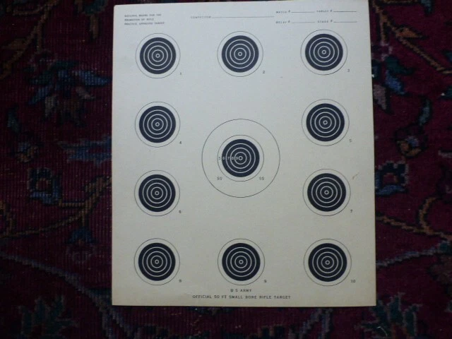 VINTAGE US ARMY Official 50FT Small Bore Rifle Target Paper lot of 25 ...