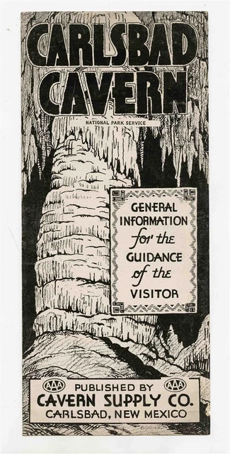 CARLSBAD CAVERNS NATIONAL Park New Mexico Brochure Cavern Supply 1930's ...