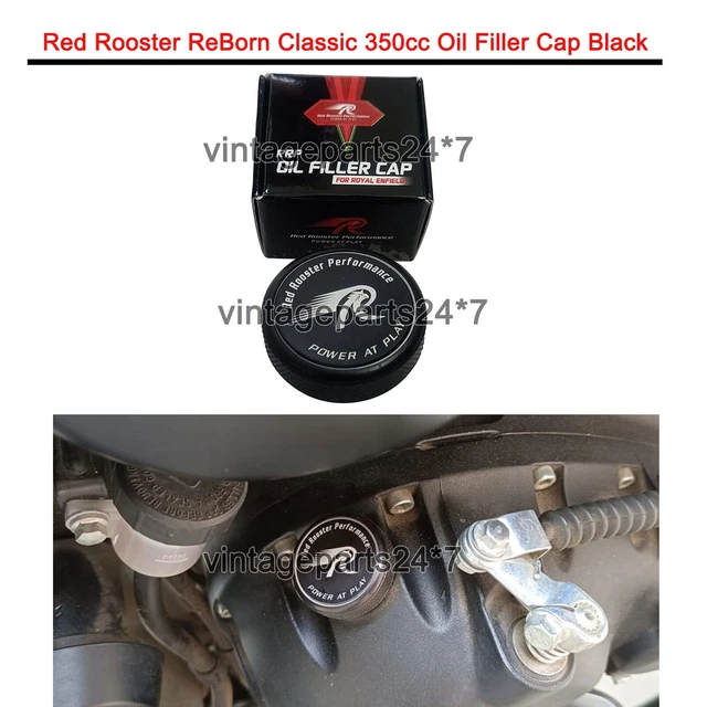 ROYAL ENFIELD CLASSIC Reborn 350 cc Red Rooster Öleinfülldeckel Schwarz ...
