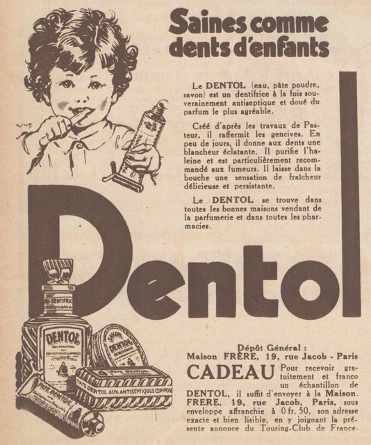 DENTIFRICE Z8569 DENTOL - Publicité ancienne - 1931 Publicité ancienne ...