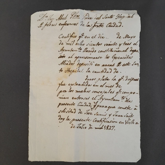 DOC-1216. FACTURE DE Don José Abel Prior de La Hospital. Vich , Juillet ...