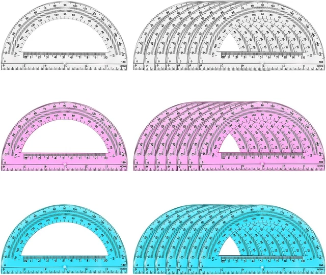 24 PACK PLASTIC Protractor 6 Inches Math Protractors 180 Degrees for ...