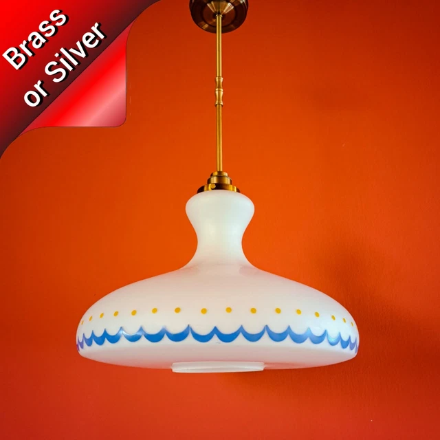 1960S UFO ATOMIC Age Opaline Glass Pendant Ceiling Light Space Age ...