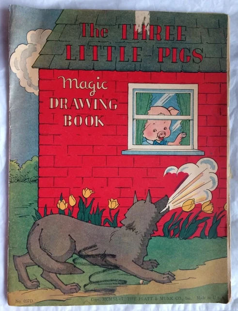 VINTAGE “THREE LITTLE Pigs Magic Drawing Book”/Platt & Munk/1956/Dot to ...