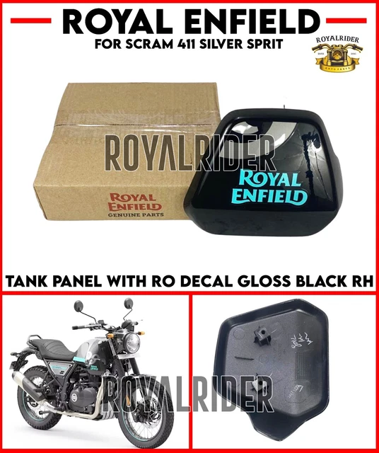 ROYAL ENFIELD &TANK PANEL WITH RO DECAL BLACK RH- For SCRAM 411 SILVER ...