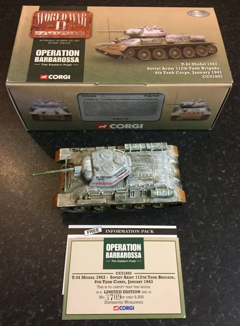 CORGI SECONDA GUERRA MONDIALE 1:50 Carro armato sovietico T34 76D 112 ...
