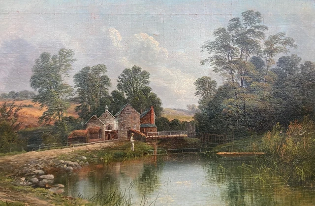 ROBERT WEIR ALLAN Original Signed Antique Oil Painting Woodmill near ...