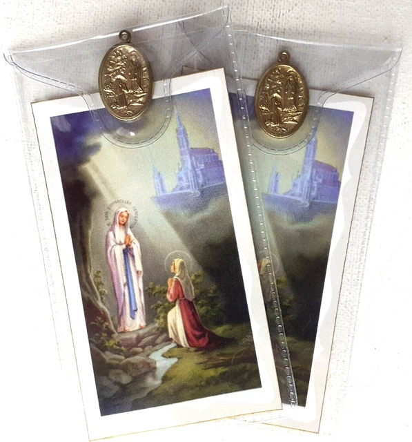 OUR LADY OF LOURDES Prayer Card & Medal PACK OF TWO £2.95 - PicClick UK