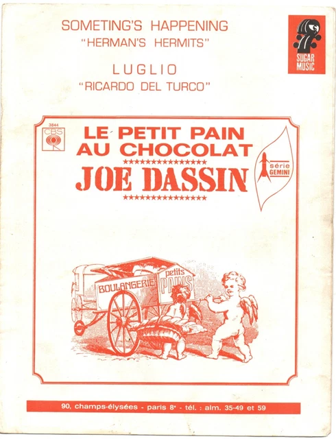 PARTITION CHT PN acc gt GF 1968 - Joe DASSIN - Le petit pain au ...