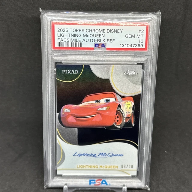 2025 TOPPS CHROME Disney Lightning McQueen Facsimile Auto BLACK /10 PSA ...