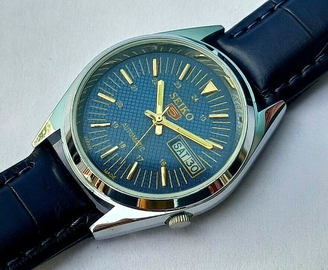 SEIKO 5 AUTOMATIC Cal-7009 Prussian Blue Color Dial Day-Date Wrist ...