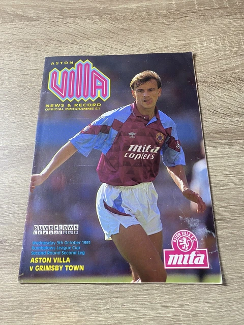 ASTON VILLA V Grimsby Town Rumbelows Cup 09/10/91 1991-92 Programme £3. ...
