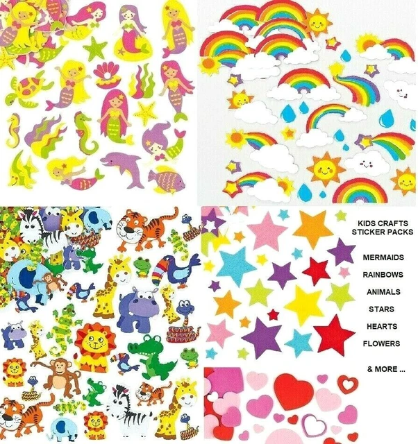 STICKERS KIDS FUN 3D Foam Felt Shapes PACK 30 Art Crafts Card Making ...