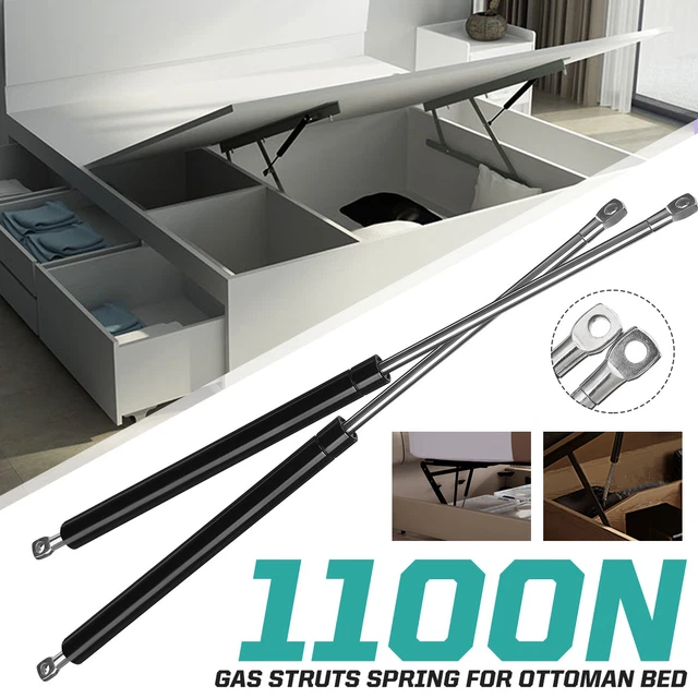 PAIR GAS STRUTS Piston Replacement For Ottoman Bed Lift Up 1100N 530mm ...