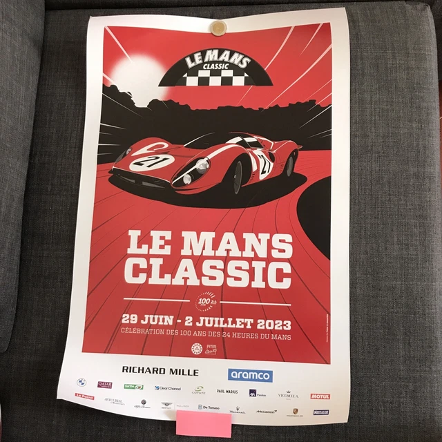 Poster Affiche Le Mans Classic 2023 Ferrari Centenaire Des 24