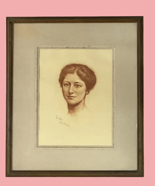 ANTIQUE LATE VICTORIAN Red Chalk Portrait Drawing Of A Lady £145.00 ...
