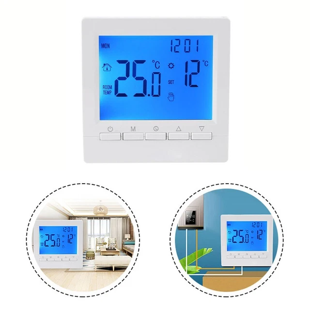 THERMOSTAT TEMPÉRATURE AMBIANTE avec réglages programmables et écran LCD EUR 30,73 - PicClick FR