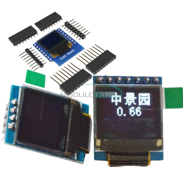 MODULE D'AFFICHAGE SPI Wemos D1 Mini OLED I2C pour bouclier OLED 0,66 ...